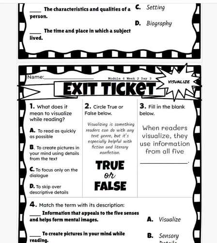 HMH Into Reading Lesson Exit Tickets - Fifth Grade - Module 6 Week 2