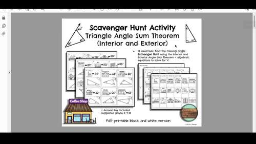 Triangle Angle Sum Theorem (Int Ext) Scavenger Hunt Activity by All in ...