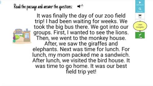 Reading Comprehension Level H Interactive Boom Cards by The Autism Helper