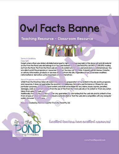 Owl Informational Writing Activity Banner by From the Pond | TpT