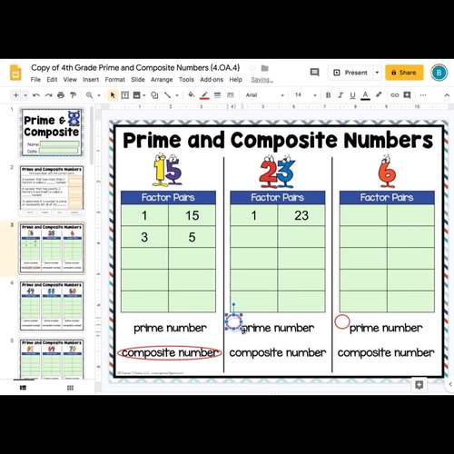 4th Grade Prime and Composite Numbers Digital Worksheets - 4.OA.4
