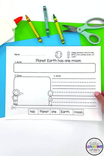 Building Sentences Earth Facts for Kids | Kindergarten First Grade Writing