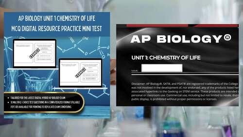 AP Biology UNIT 1 Chemistry of Life Test Prep Hybrid Digital Resource ...