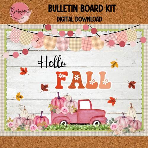 Editable Boho Fall Bulletin Board Kit | Pink Truck & Pumpkin Classroom ...