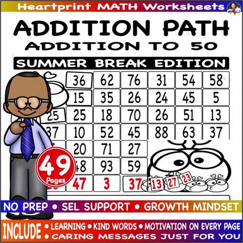 Color number addition to 50 adding to path with number Way Go - Summer ...