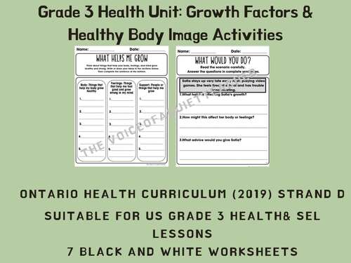 Grade 3 Health Unit: Growth Factors & Body Image | SEL Activities