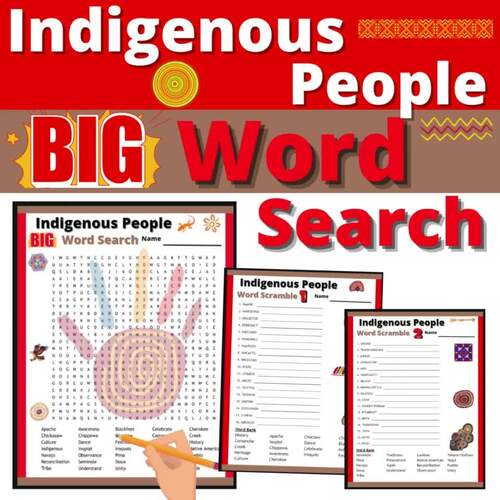Indigenous People Word Search Big Puzzle Activity Vocabulary Terms No Prep