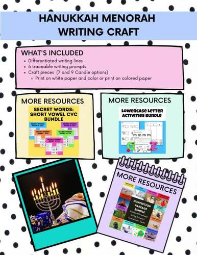 Hanukkah Menorah Writing Craftivity - Fun & Engaging Writing Prompts ...