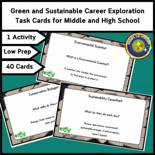 Green Sustainable Career Exploration Task Card Life Social Adult Learn ...