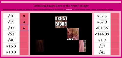 Estimating Square Roots to the Nearest Integer- DIGITAL MEME ACTIVITY