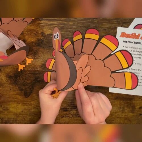 Build a 3D Turkey Printable, Thanksgiving Kids Craft, October Craft ...