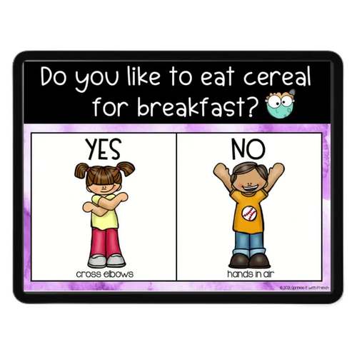 Yes or No Back to School Digital Movement Break by Sprinkle it with French