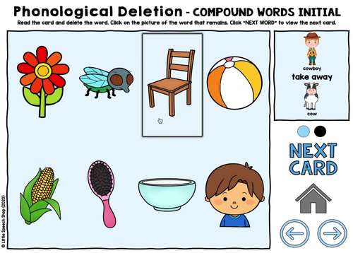 Phonological Awareness - Compound Word Deletion - Boom Cards™ | TpT