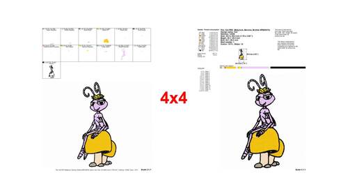 Cute Princess Atta cartoon ant sitting on mushroom embroidery designs ...