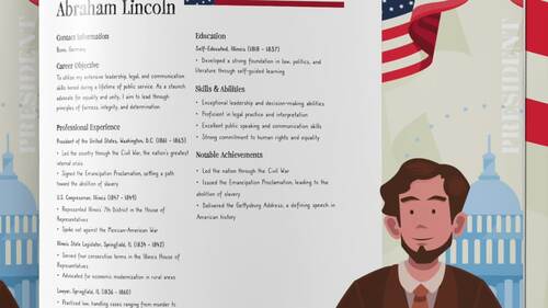 President Abraham Lincoln—A Biographical Resume Building Activity by ...