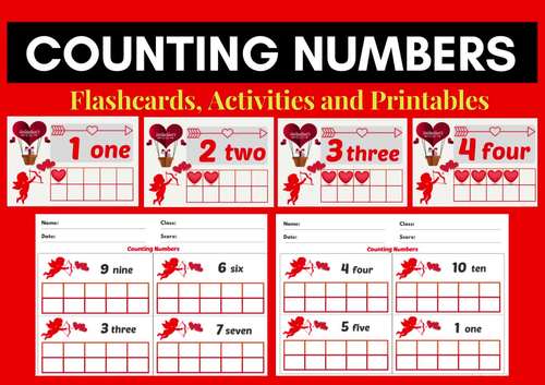 Counting Numbers (1-10) flashcards and worksheets by Dishan Collections