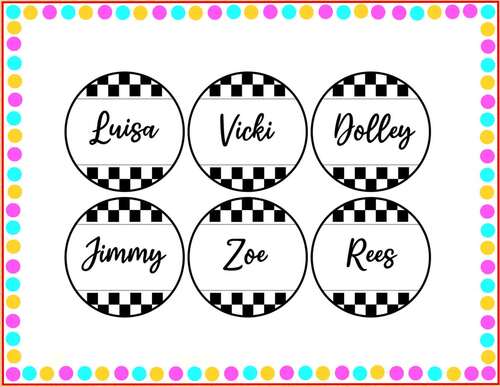 Printable Black and White Student Name Labels, Editable Name Badges, Labels