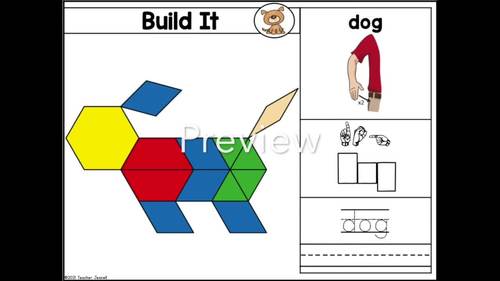 ASL Nouns Building Sign Vocabulary - Pattern Blocks by Teacher Jeanell