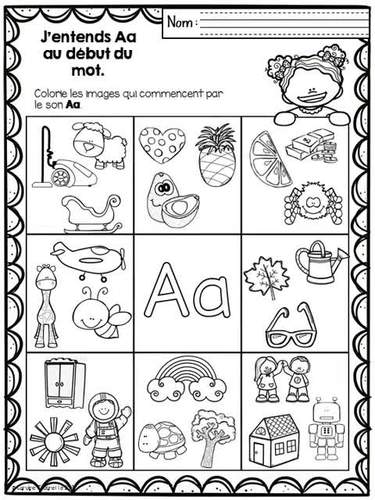 French Color the Initial Sound | Alphabet Colorie le son initial