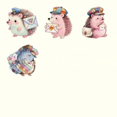 Little Hedgehog Postman PNG • 16 Digital Clipart Files • Transparent ...