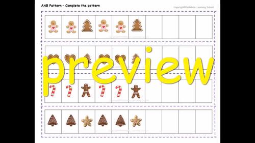 Christmas - AAB Patterns – Cut and Paste Worksheets with real images.