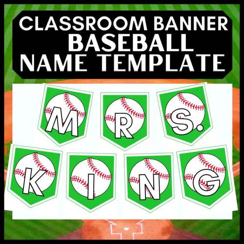 Printable Baseball Name Banner → Editable Bulletin Board Decor All Letters