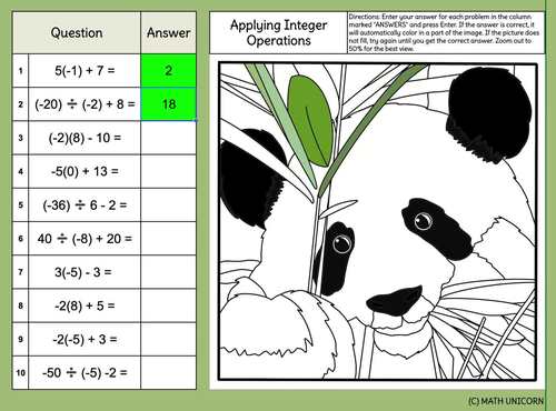 Applying Integer Operations Bundle by Math Unicorn | TPT