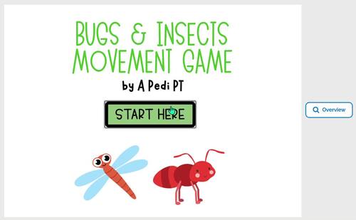 Bugs & Insects Gross Motor Movement Game | Boom Cards Deck by A Pedi PT