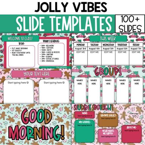 Christmas Slides Templates / Google Slides Templates / Retro Gingerbread