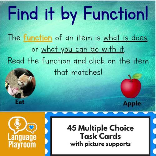 Identify by Function - No Prep Task Cards for Speech and Language Therapy