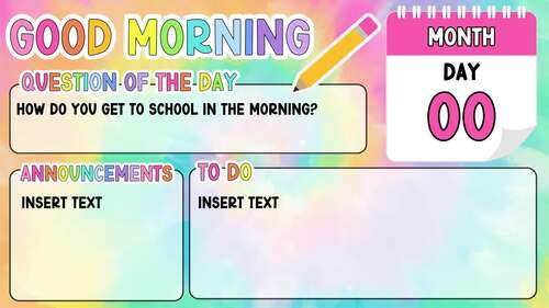 Preppy Brights Yearlong Morning Question Slides - Canva Pro/Education ...