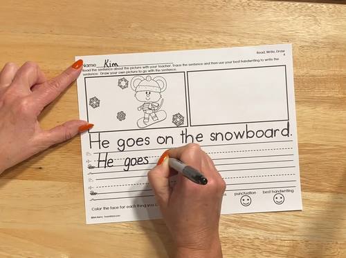 K-1 Literacy Center Activity/Trace Read & Write/Winter Themed Writing ...