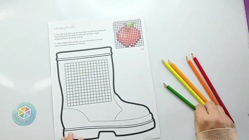 Fall Craft Rain Boots Pixel Coloring October November Activity for ...