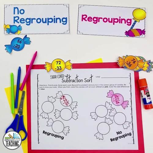 Subtraction with Regrouping Math Center for 3rd Grade | TPT