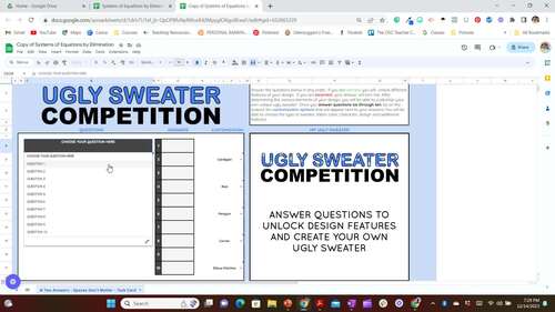 Systems of Equations Elimination Digital&Printable Winter Activity Algebra