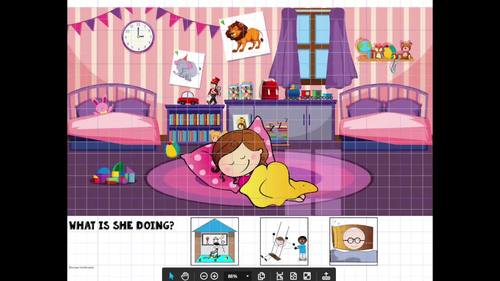 Answering Wh questions in Visual Scenes Digital Speech Therapy Activity
