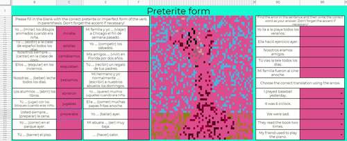 Preterite vs Imperfect Digital Mystery Picture Spanish Pixel Art Activity