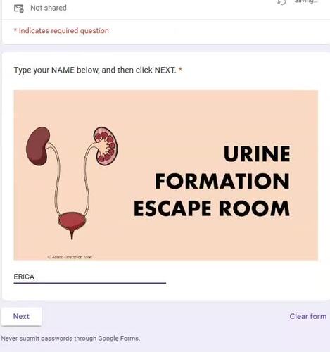 Urine Formation Escape Room High School | Urinary System Activity