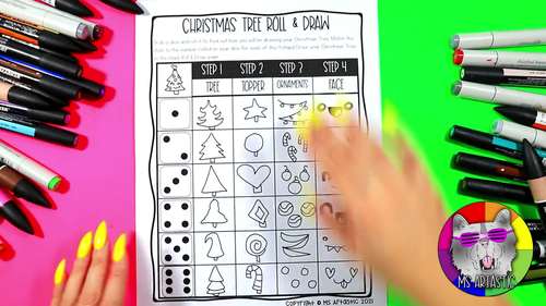 Christmas Art Lessons, Roll and Draw Activities and Directed Drawings