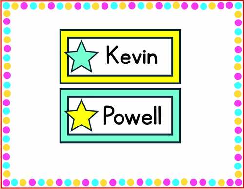 Printable Bright Student Name Tags, Student Name Plates, Name Posters
