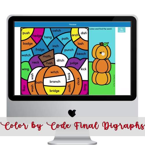 Fall Color By Code Final Consonant Digraphs | Boom Cards™ by The Viral ...