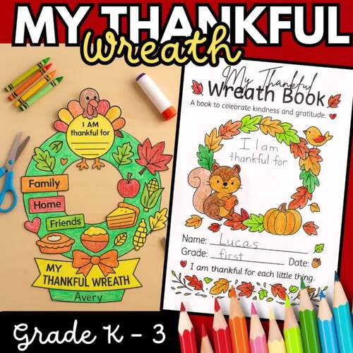 Thankful Wreath Craft | Autumn | Thanksgiving Writing Thank you card