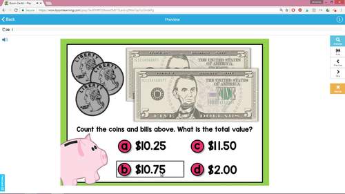 Distance Learning | Counting Money Boom Cards by Second Grade Smiles