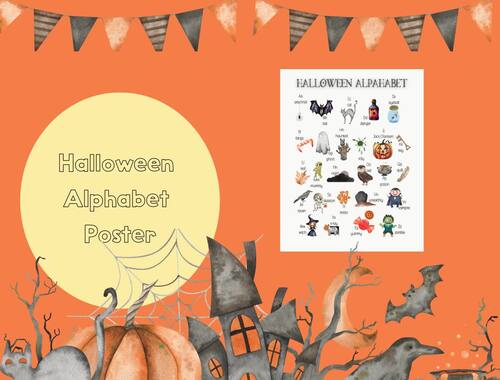 Spooky Halloween Alphabet Poster| Cute ABC Wall Chart for Kids ...