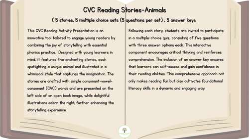 CVC Reading Stories & Answering Multiple Choice Questions (ABBLS-R, AFLS)