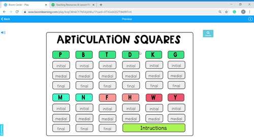 Articulation Boom Cards™ Squares EARLY sounds | Distance Learning