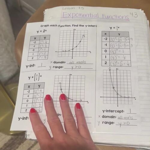 Algebra 1 - Exponential Functions - Graphing Interactive Notebook Foldable