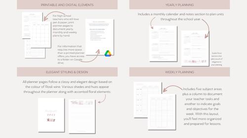 Teacher Planner 2023-2024 | Printable | PDF Teacher Planner | Rosé Series
