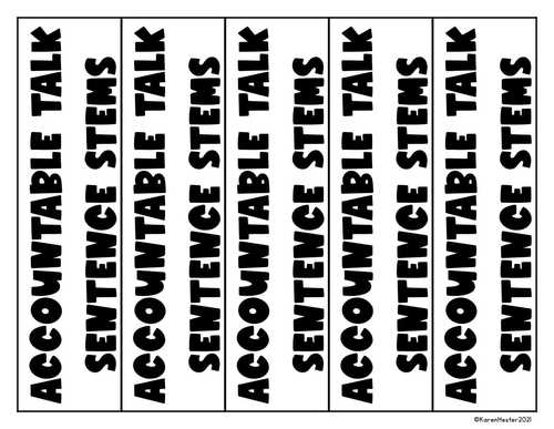 Accountable Talk Sentence Stem Bookmarks by Little Smarticle Particles