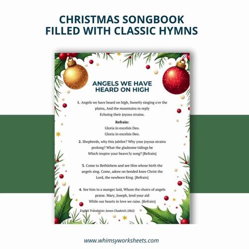 Christmas Carol Songbook Printable | 13 Classic Hymns for Jesus' Birth ...